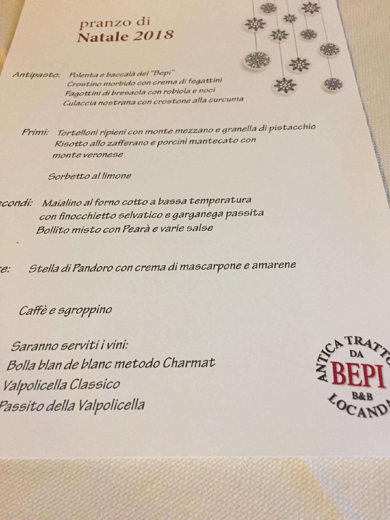 Menu da Antica Trattoria Da Bepi ristorante, Marano di Valpolicella