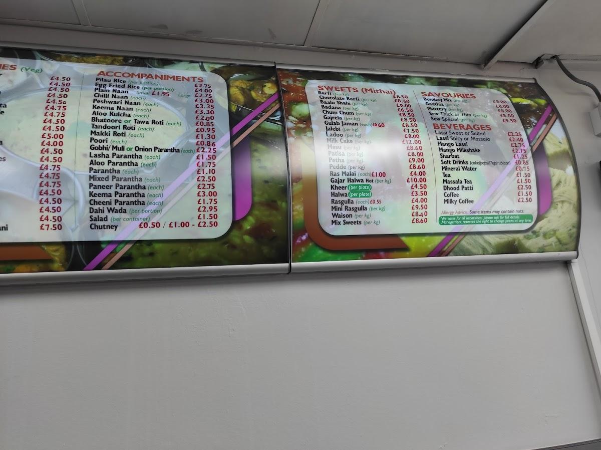 Menu at Bala Sweet & Tandoori Centre fast food, Bedford
