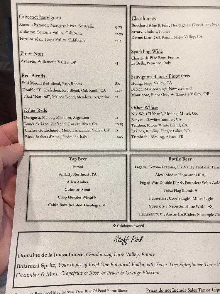 Menu at Bodean restaurant, Tulsa, E 51st St