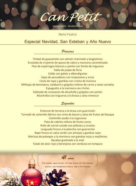 Carta de Restaurant Braseria Can Petit, Tarrasa, Av. de Font i Sagué