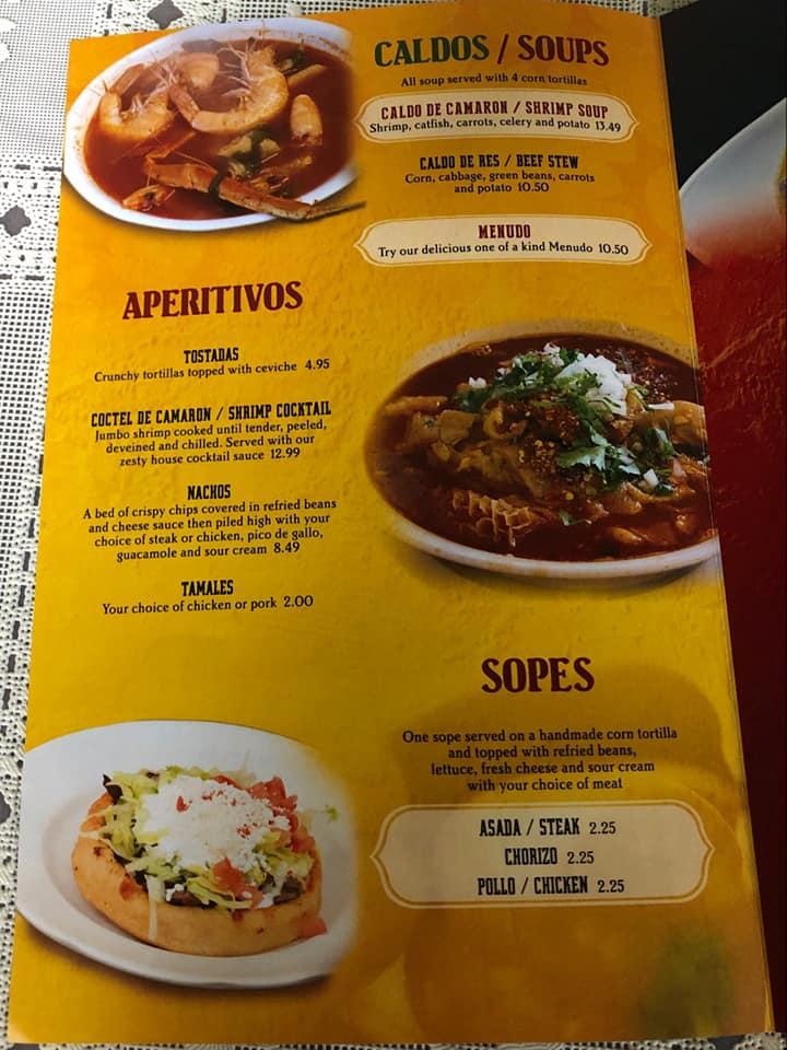 Menu at Esmeralda's Restaurant, Marion