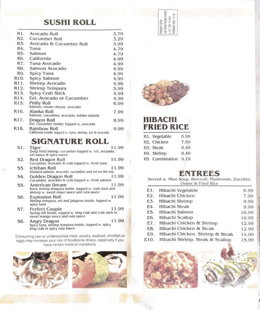 Menu at Hibiscus restaurant, Holyoke