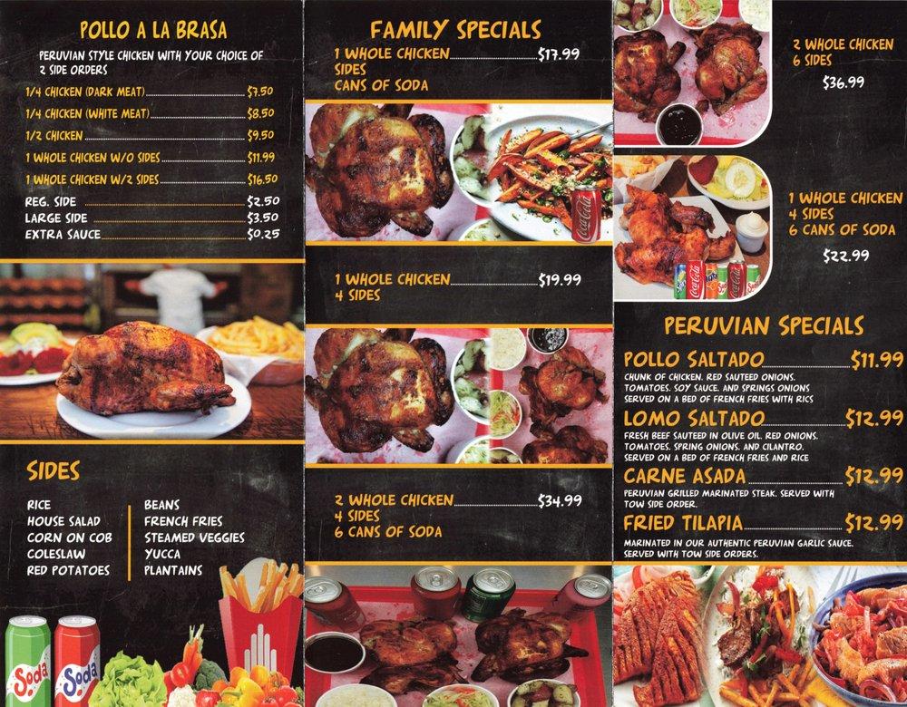 Menu at Little Peru Peruvian Style Chicken fast food, Fairfax