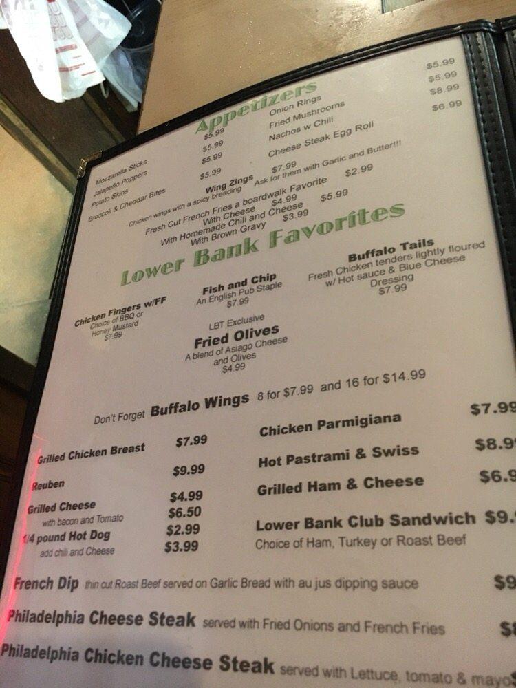 Menu at Lower Bank Tavern pub & bar, Egg Harbor City