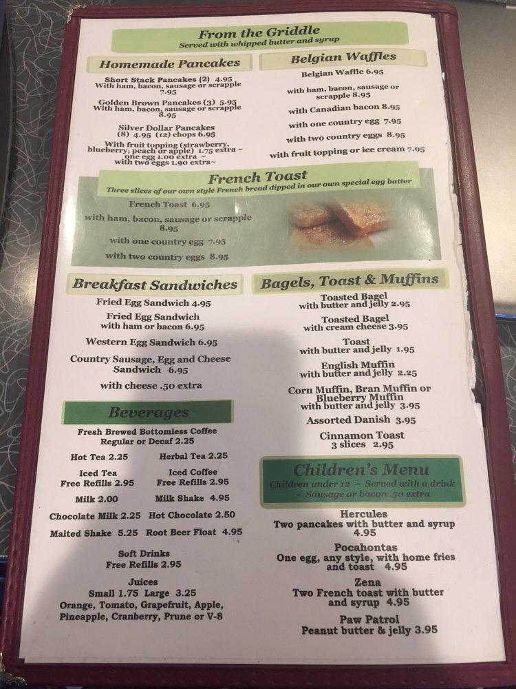 Menu at Mountain View Diner restaurant, Frederick