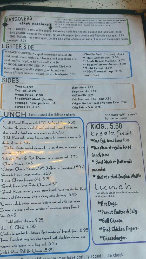 Menu at Surfside West Diner restaurant, Wildwood