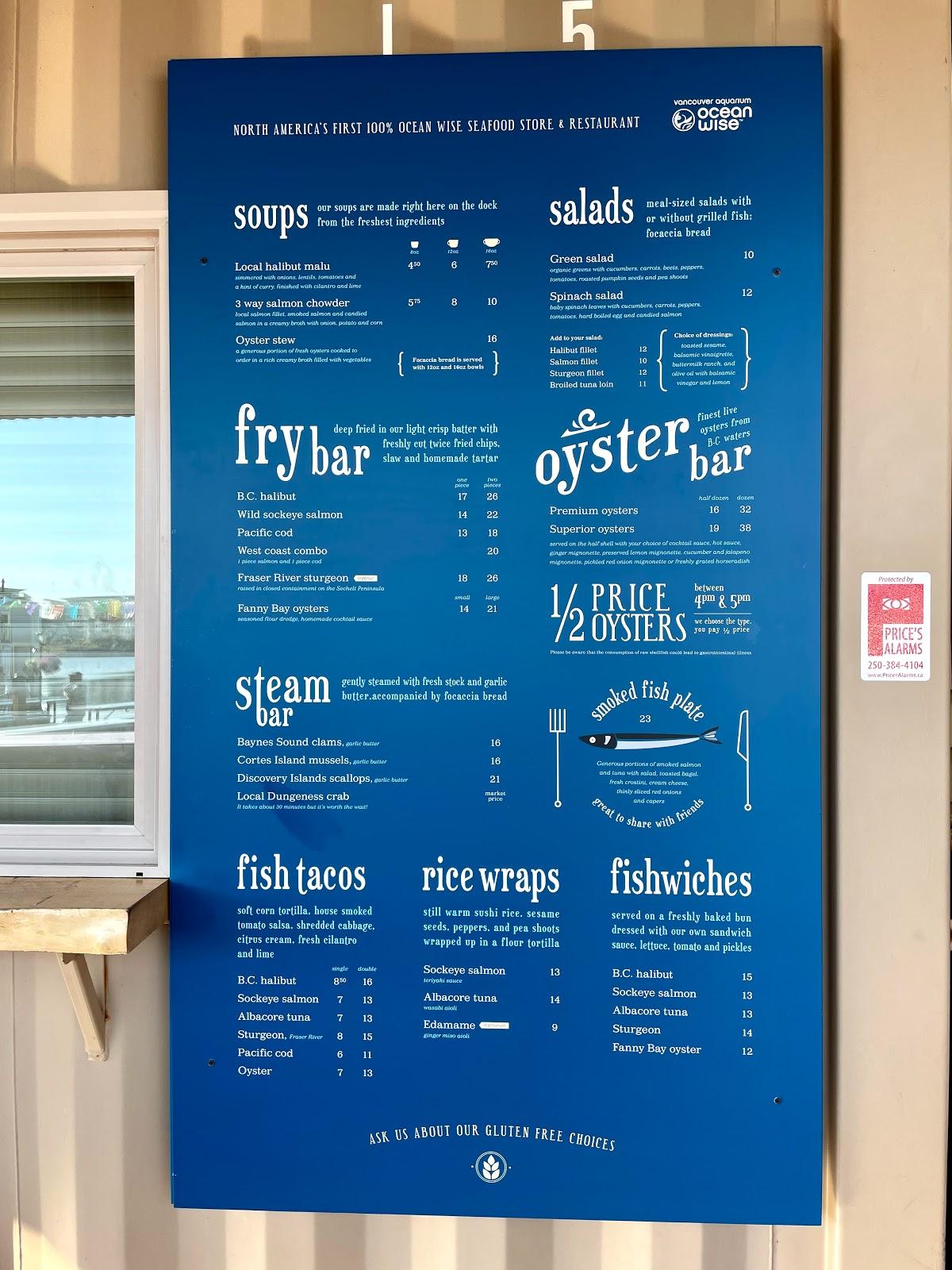 Menu at The Fish Store - Seafood Restaurant, Victoria