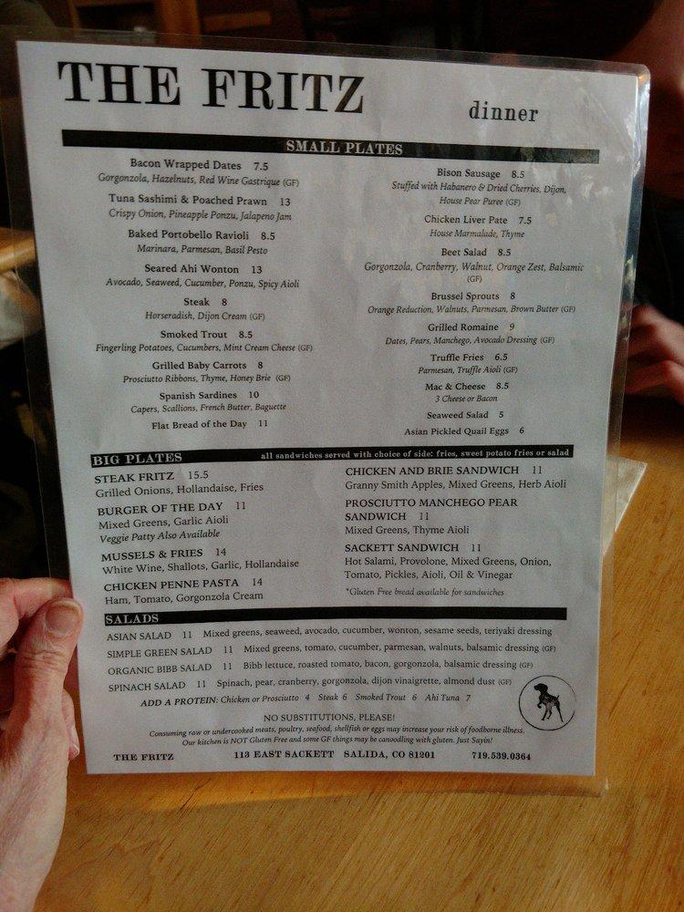 Menu at The Fritz pub & bar, Salida