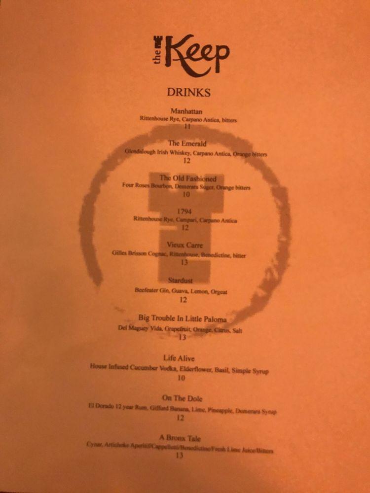 Menu at The Keep pub & bar, Lowell
