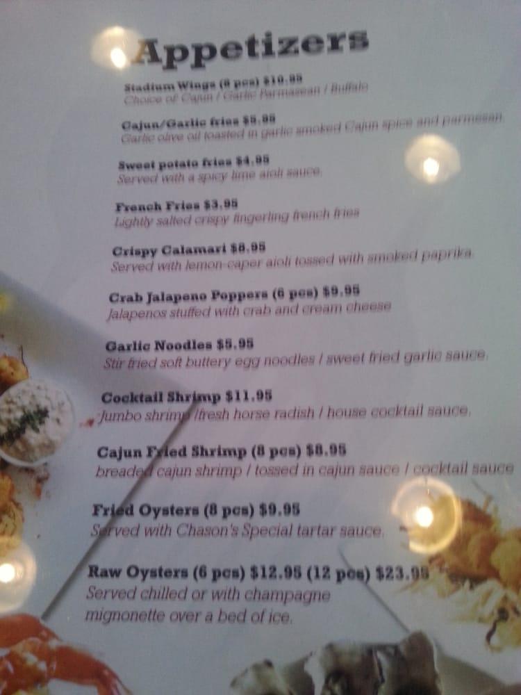 Menu at Chasons Crab Stadium pub & bar, Elk Grove