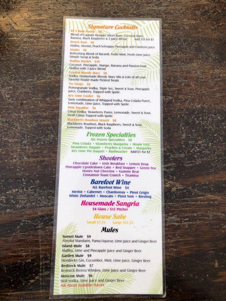 Menu at KC's Sandbar & Grille, Fort Walton Beach