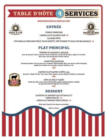 Menu at Restaurant Le Capitaine Provost, Lac-Mégantic