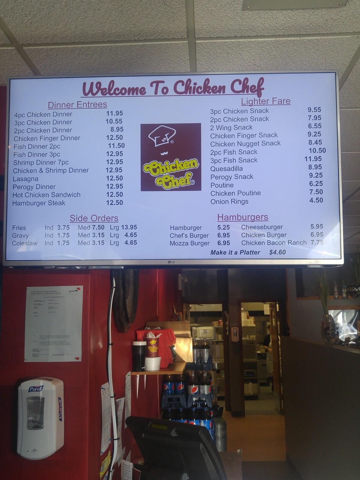 Menu at Chicken Chef pizzeria, Stonewall