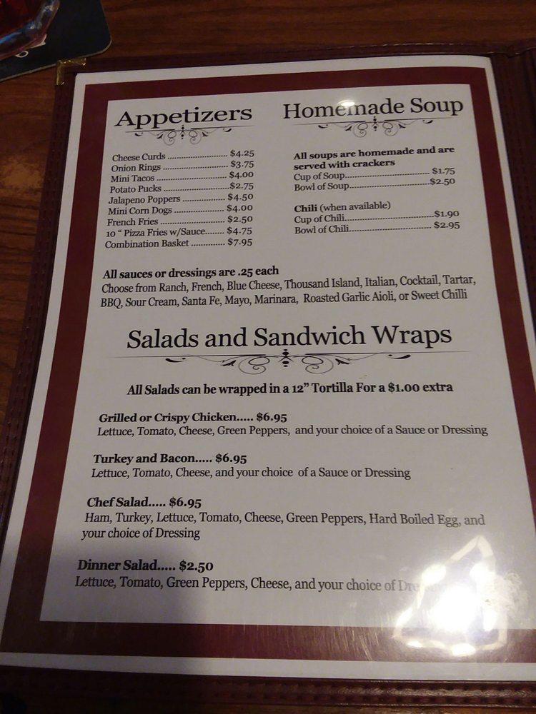 Menu at Kate's Bar, Barron