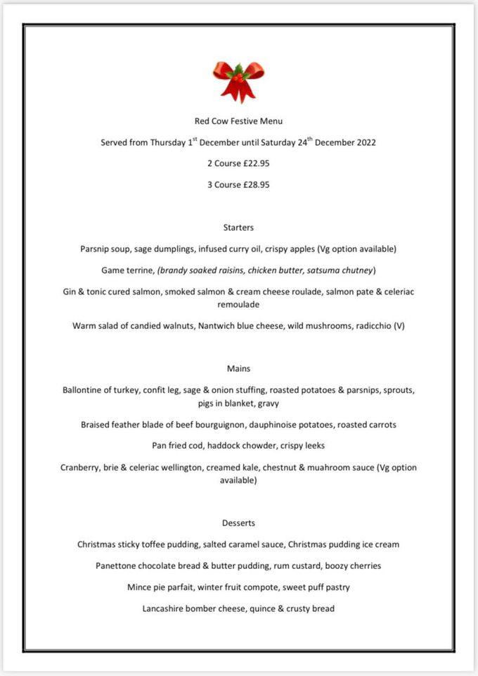 Menu at Red Cow, Nantwich pub & bar, Nantwich, 51 Beam St