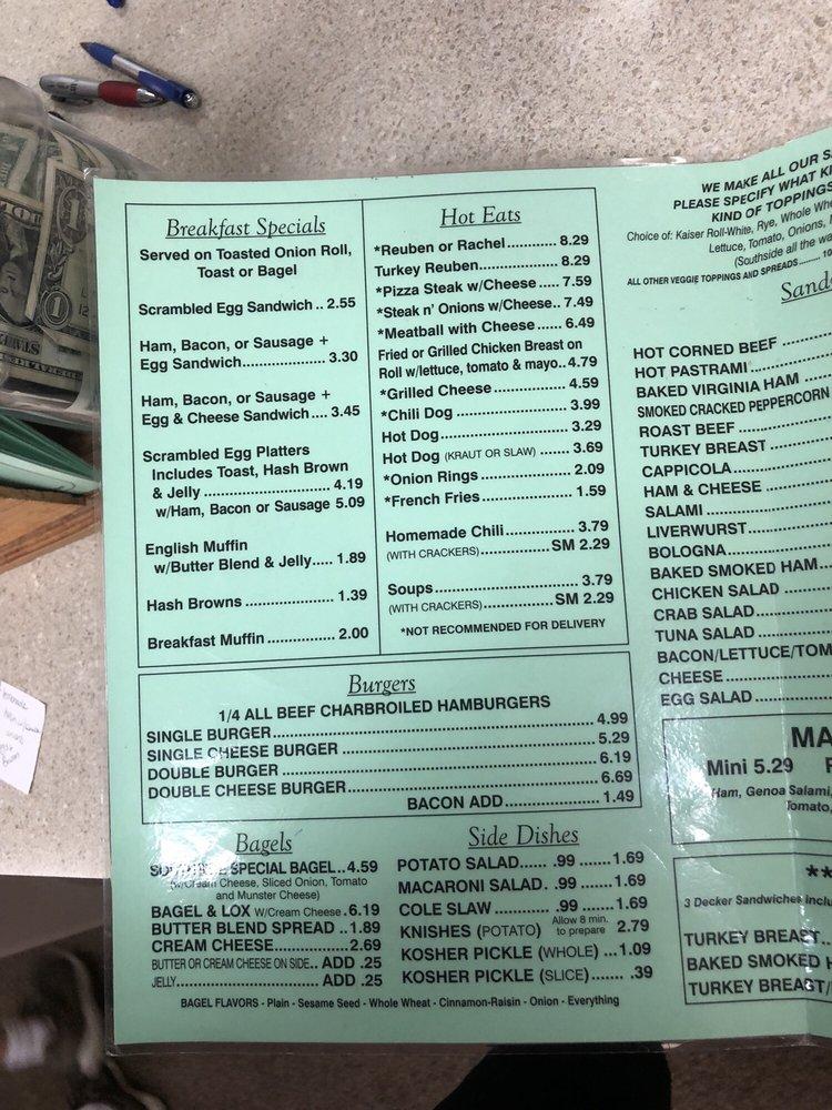 Menu at Southside Deli restaurant, Ocala