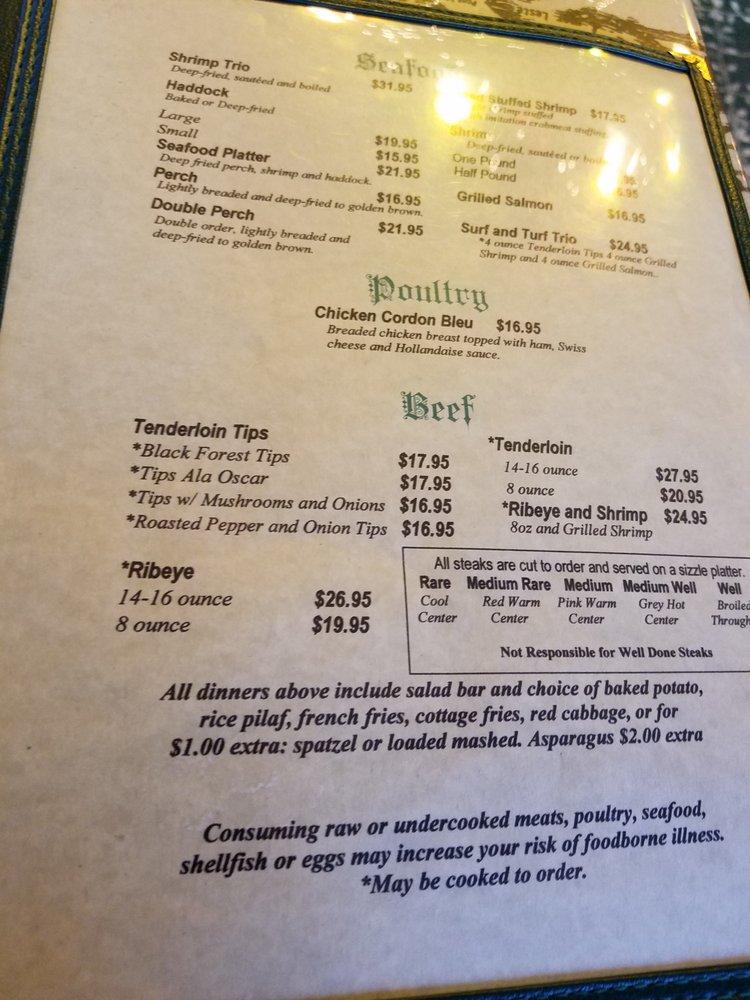 Menu at Bavarian Inn restaurant, Lena, 104 E Main St