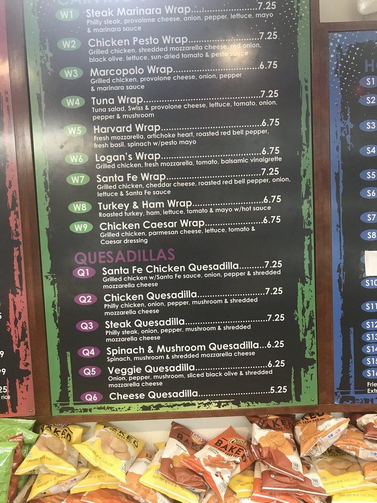 Menu at Carvings cafe, Washington