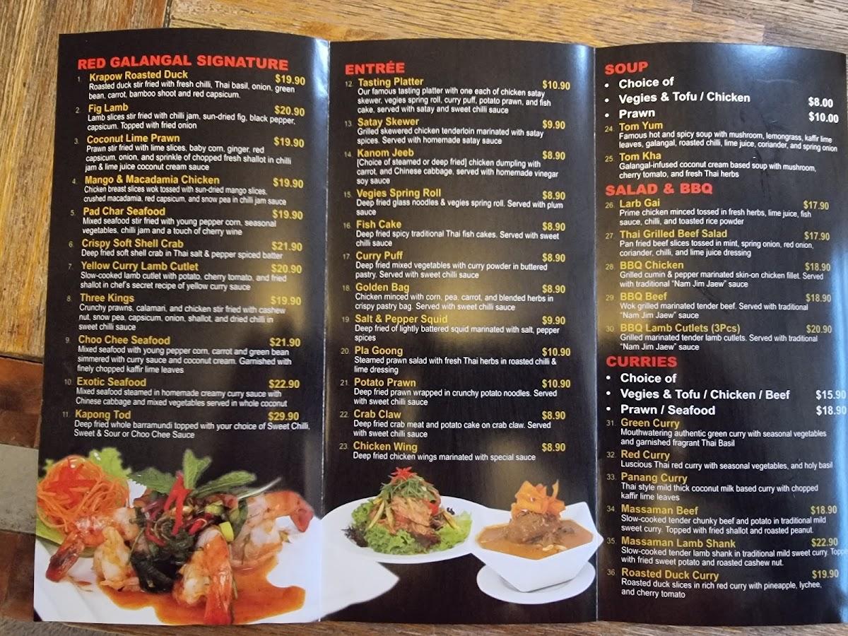 Menu at Red Galangal Thai Restaurant Rouse Hill, Rouse Hill