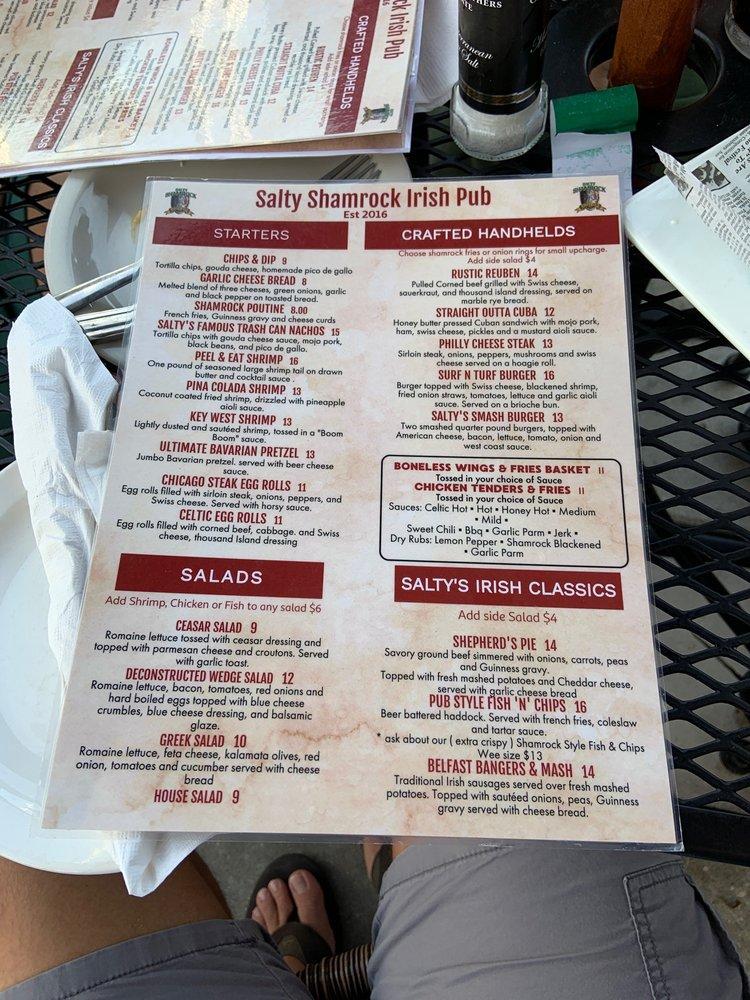 Menu at SALTY SHAMROCK IRISH PUB, Apollo Beach, N U.S. Hwy 41