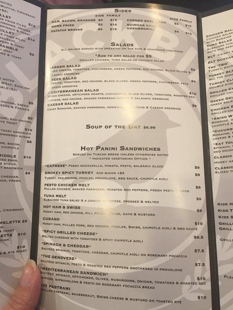 Carta de Blackbird Cafe, Acton