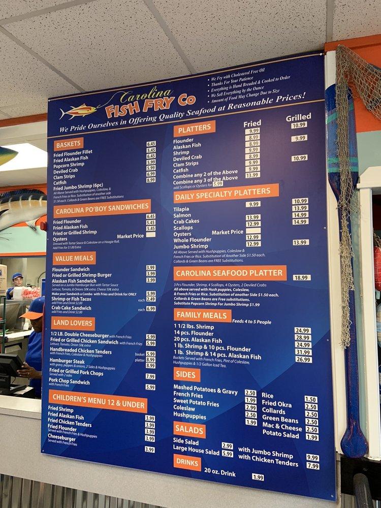 Menu at Carolina Fish Fry Co. restaurant, Garner