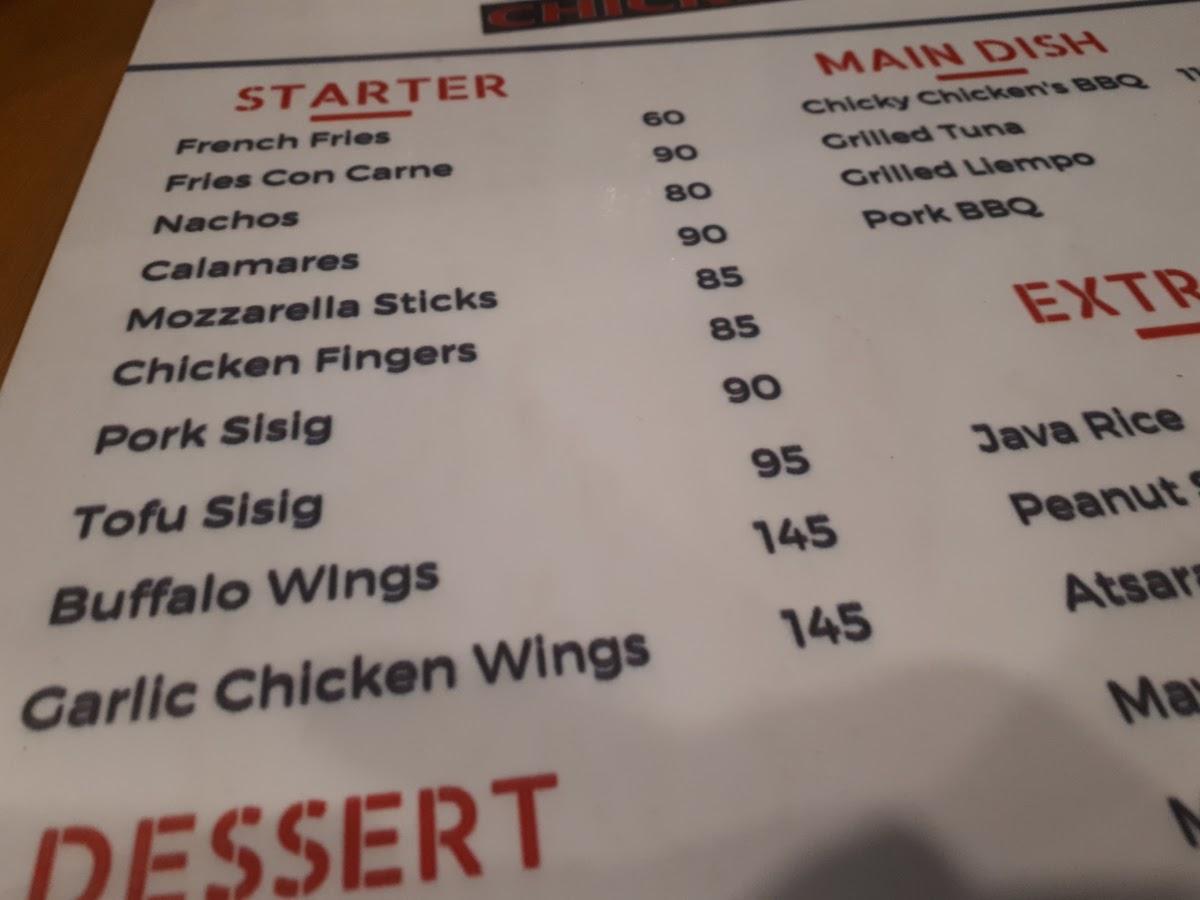 Menu at Chicky Chicken restaurant, Pasig, 65 Elizco Rd