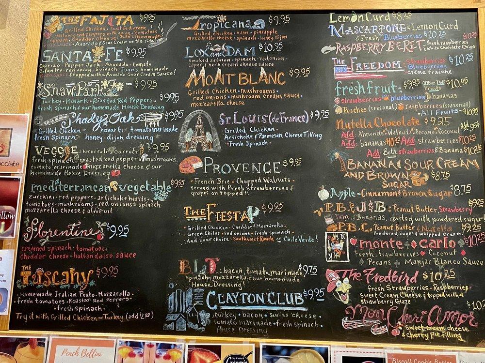 Menu at City Coffee & Creperie cafe, Clayton