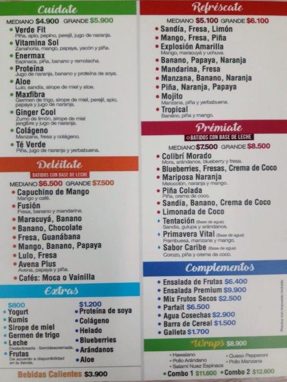 Menu at Cosechas Jardin restaurant, Jardín