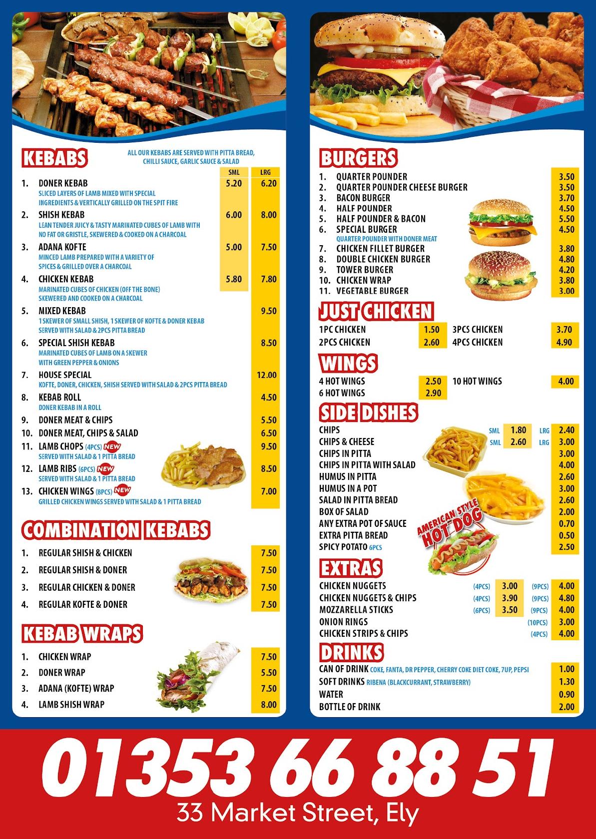 Menu at Ely Kebab House fast food, Ely