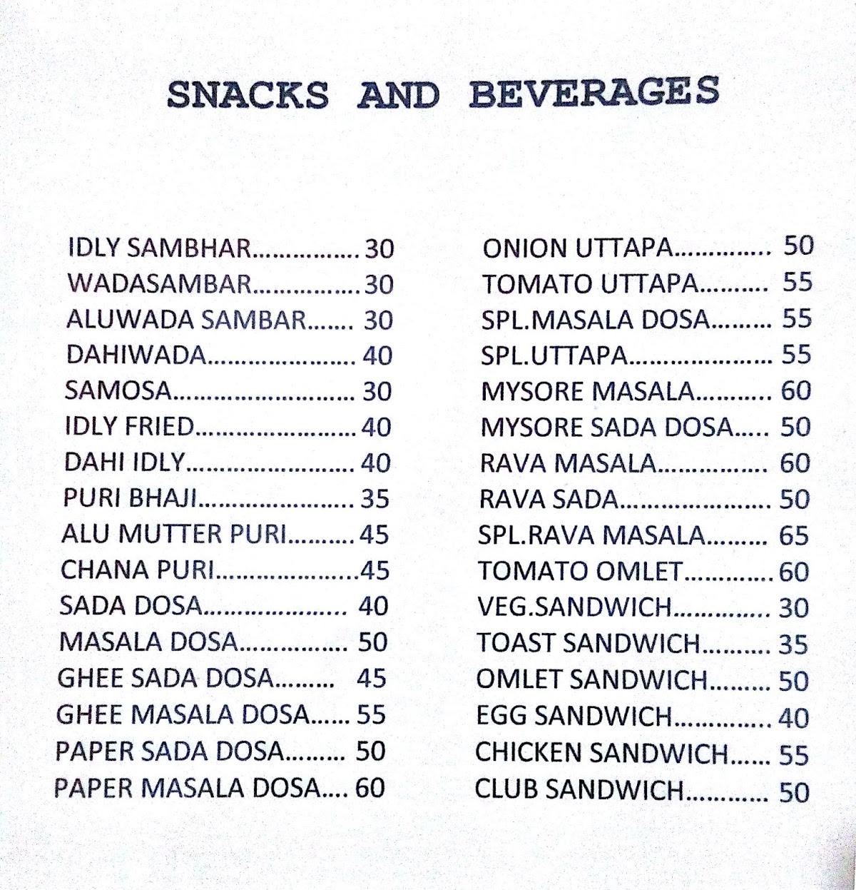 Menu at Hotel Sea Rock, Kandla, Hotel sea rock circle 7