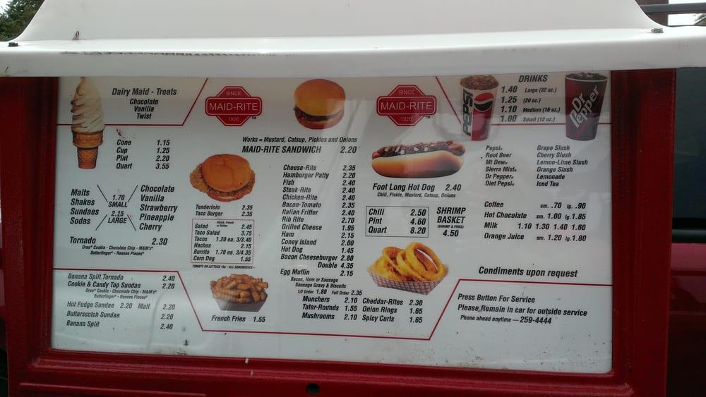 Menu at Maid-Rite restaurant, Lexington