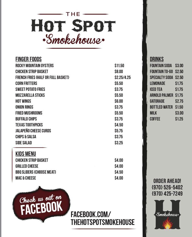 Menu at The Hot Spot Smokehouse BBQ, Sterling
