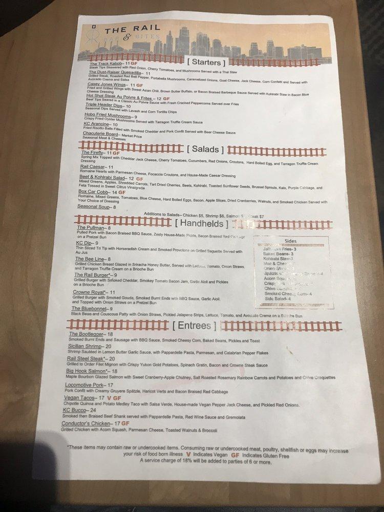 Carta de The Rail Bar & Bites, Kansas City