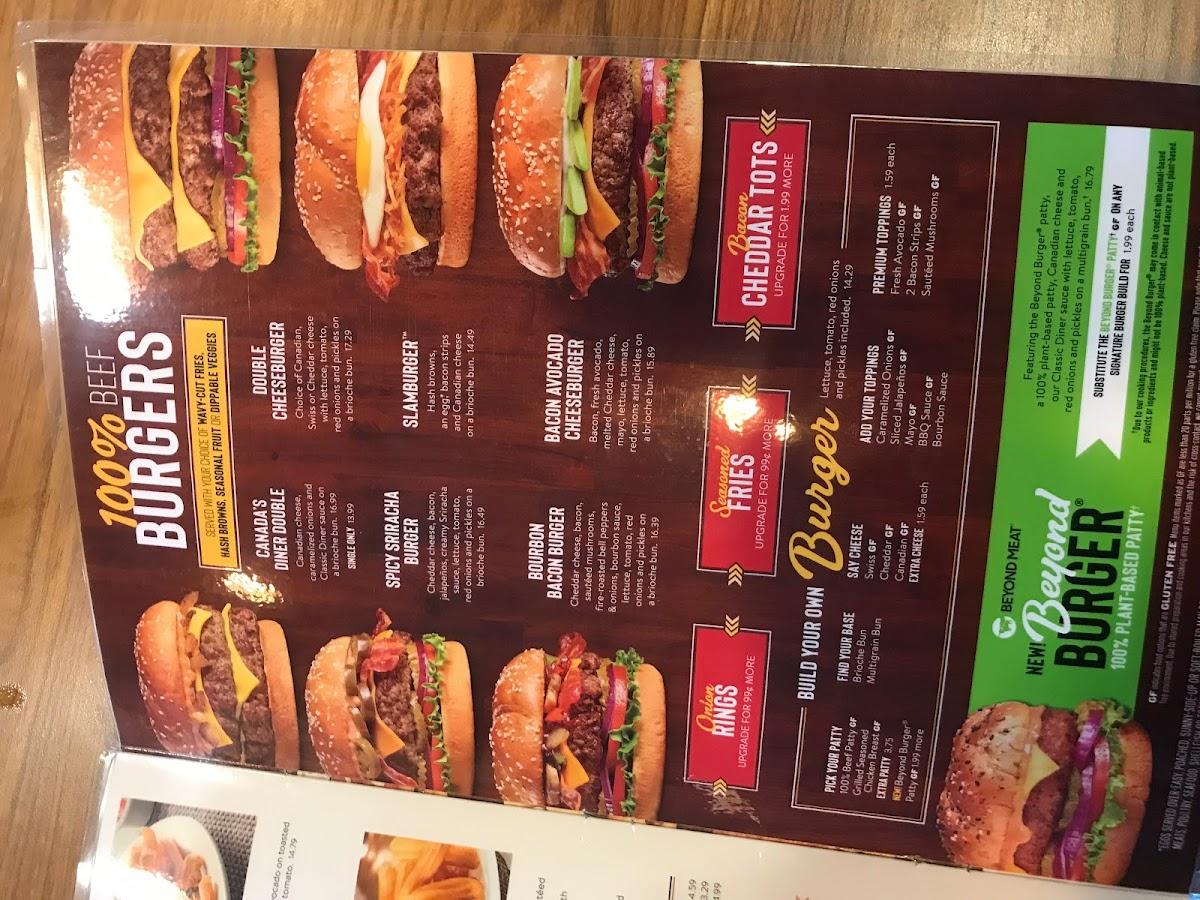 Menu at Denny's restaurant, Ottawa, Clyde Ave.