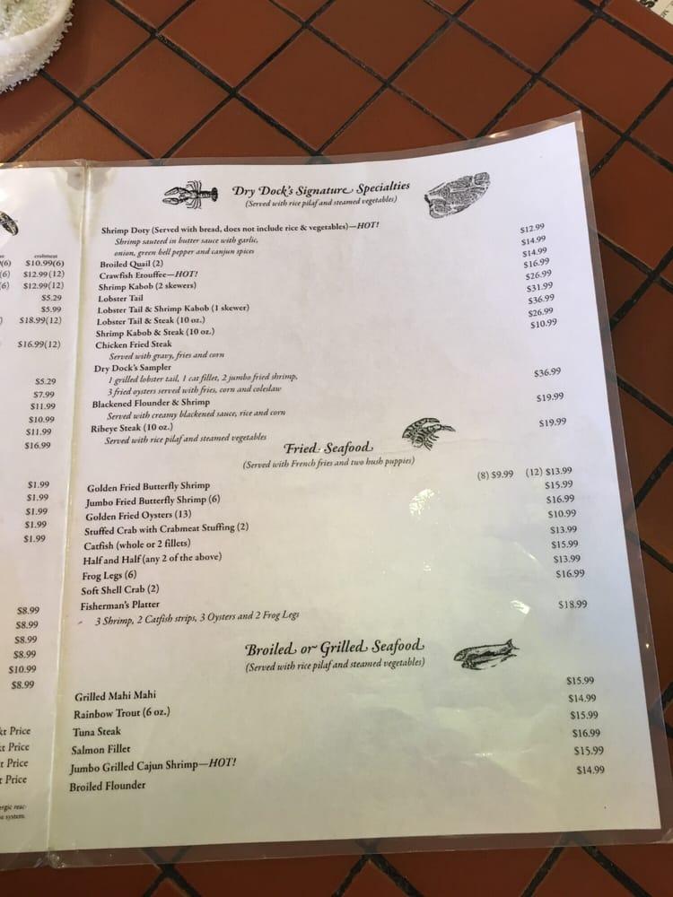 Menu at Dry Dock Oyster Bar, San Antonio