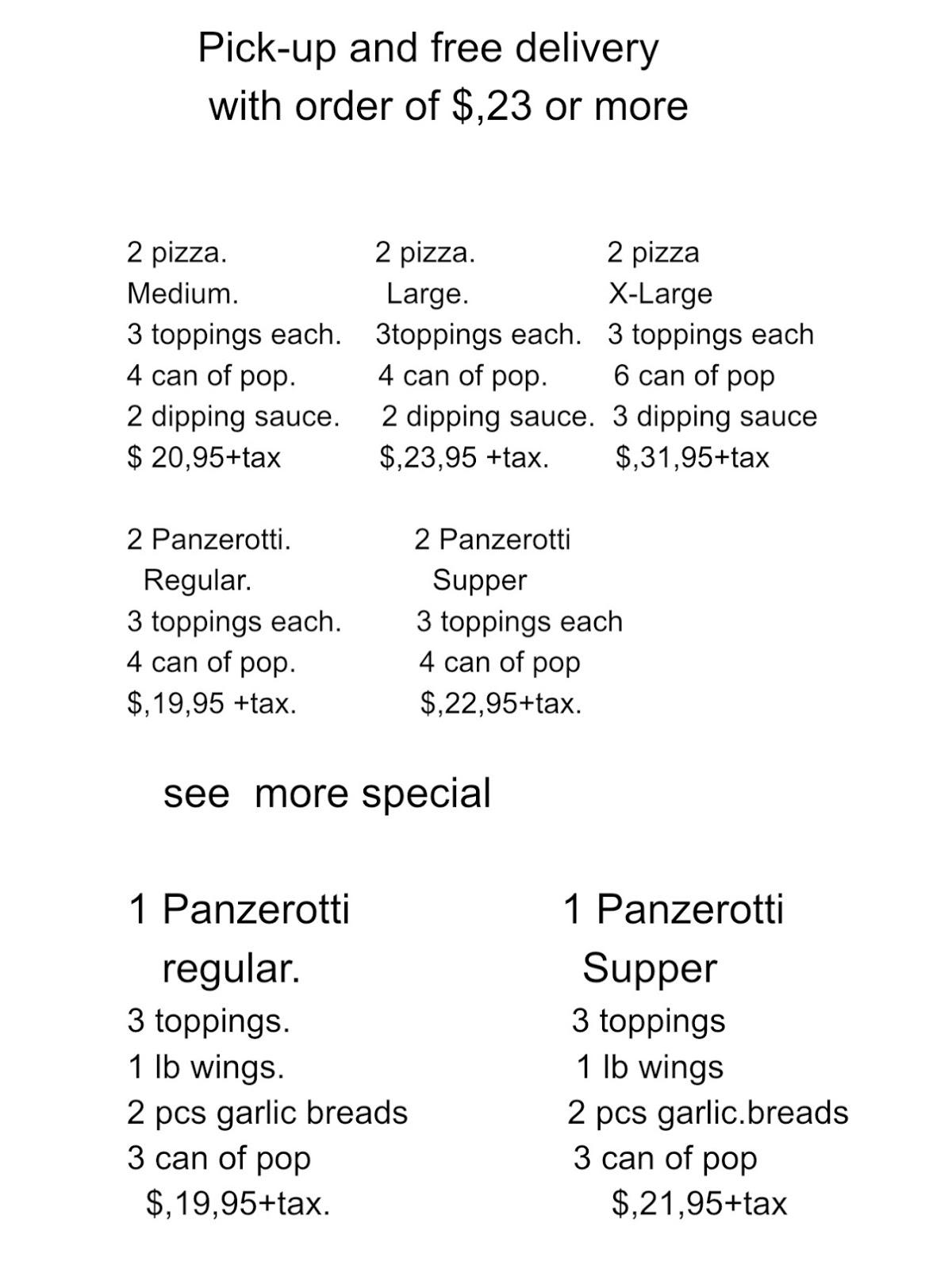 Menu at Fairgrounds PIZZA pizzeria, London