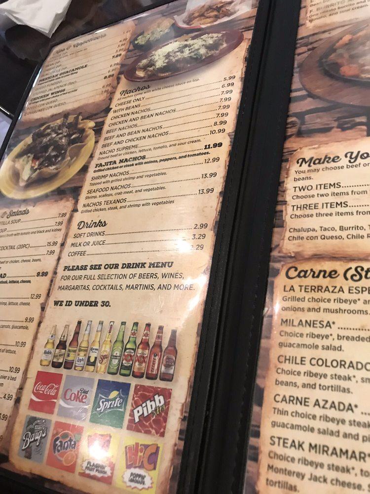 Menu at La Terraza Mexican Grill restaurant, Williamsburg, Richmond Rd