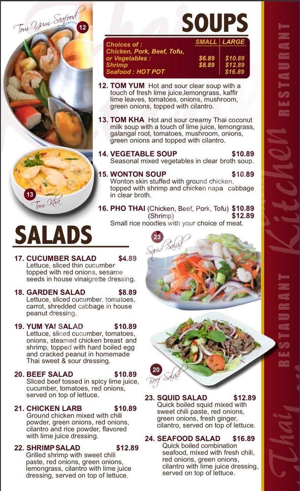 Menu at Thai Kitchen Restaurant, Pocatello
