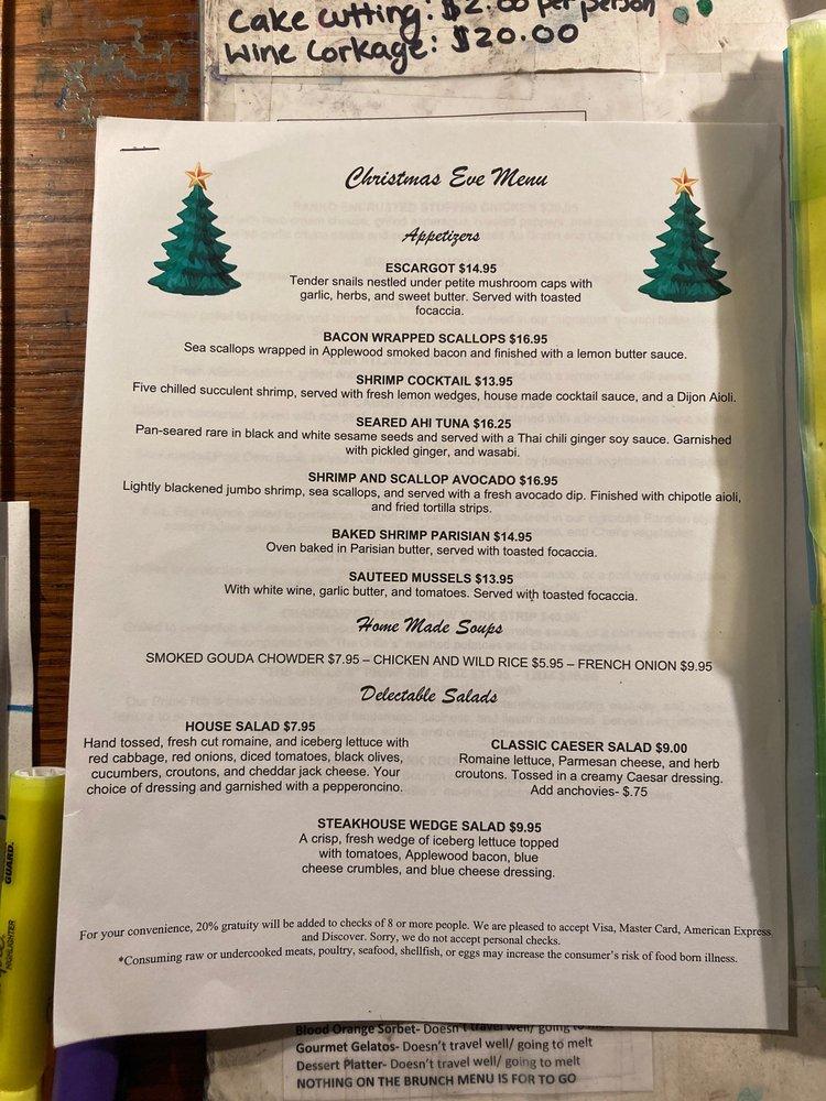 Menu at The Grille At Riverview steakhouse, New Smyrna Beach