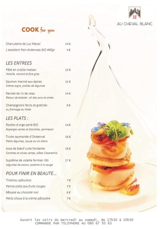 Menu at Au Cheval Blanc - Restaurant & Appart-hôtel 3 étoiles, Waimes