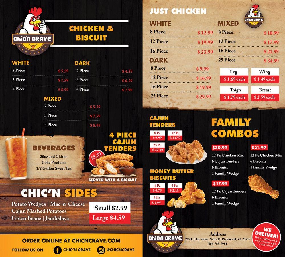 Menu at CHIC'N CRAVE fast food, Richmond