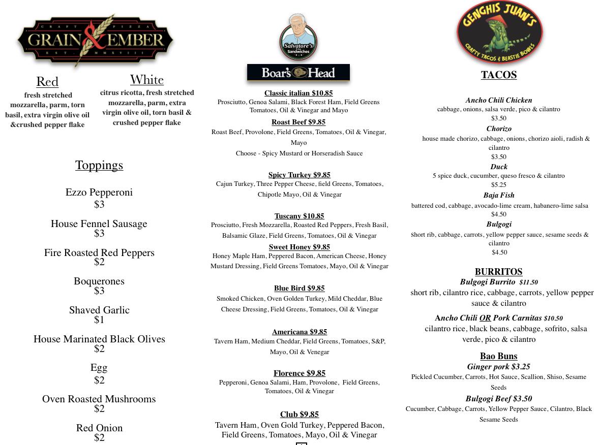Menu at Henrys Depot restaurant, Sanford