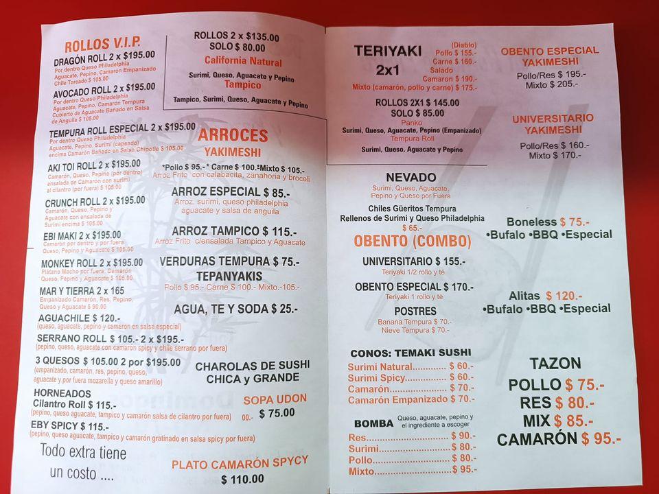 Carta del restaurante AKI-TOI Sushi, Tijuana
