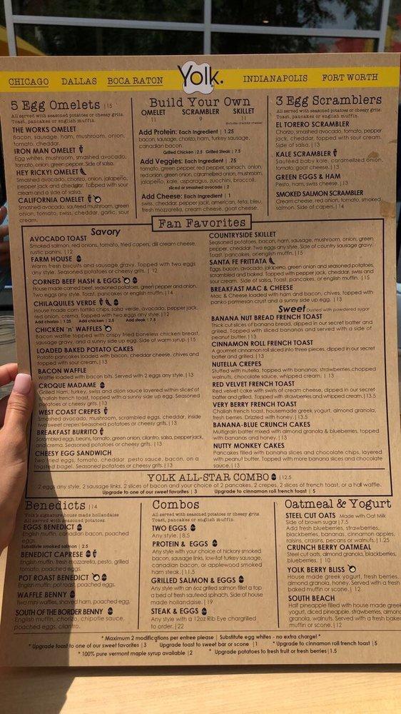 Menu at Yolk - Wicker Park restaurant, Chicago, W Division St #300