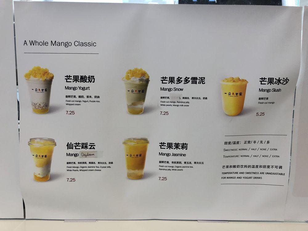 Menu at A Whole Mango desserts, Richmond