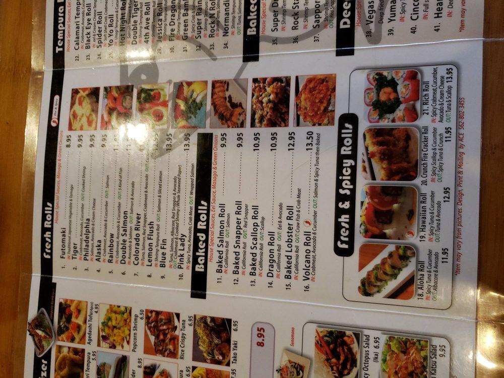Menu at Blue Fin Sushi & Grill restaurant, Yuma