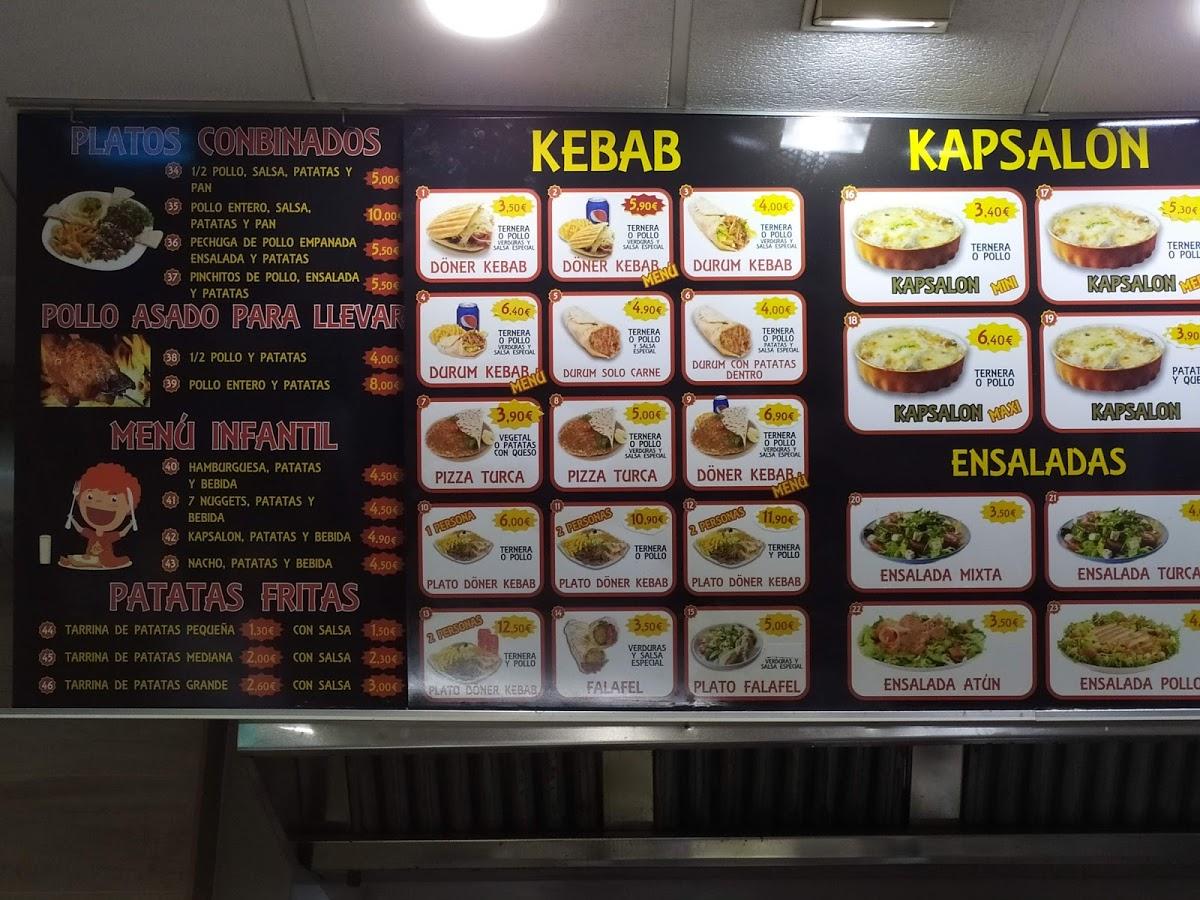 Menu at Restaurante Don Kapsalon Kebab, Rociana del Condado