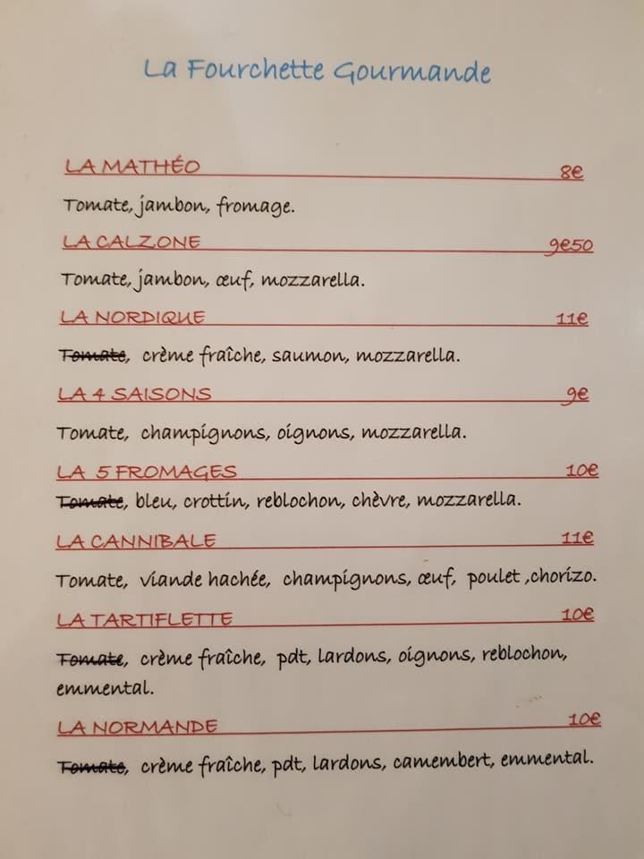 Menu at Restaurant La Fourchette Gourmande à Sury-ès-Bois, France
