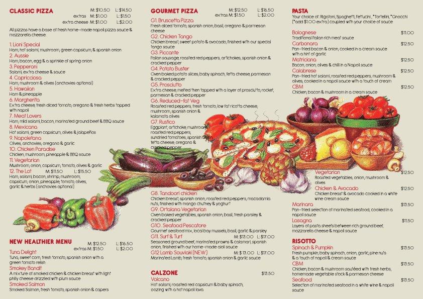 Menu at Pizza Lioni pizzeria, Dingley Village